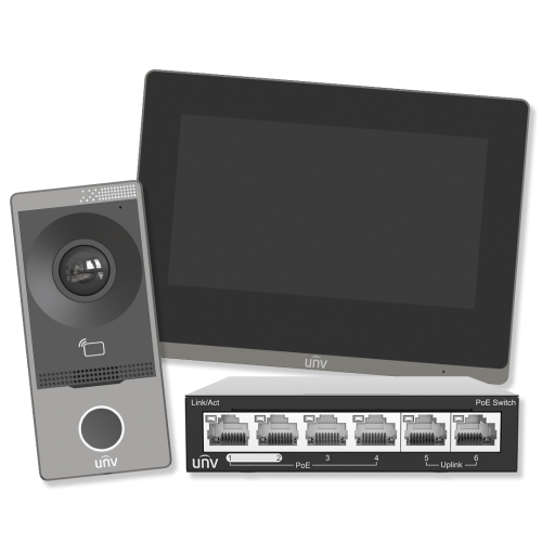 Satsecure - Uniview Villa DoorStation, Monitor & PoE Switch Kit | Satsecure